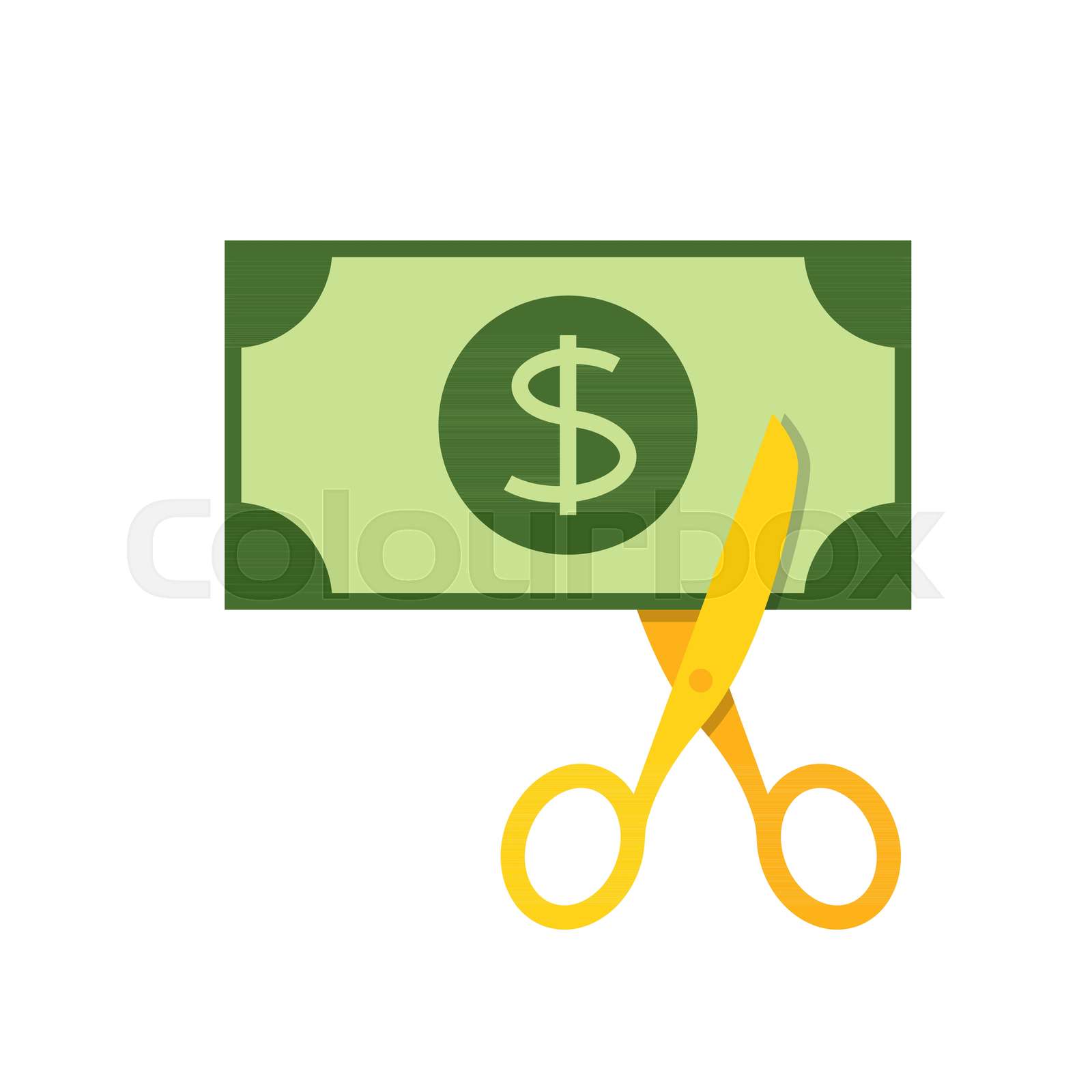 Scissors cutting money | Stock vector | Colourbox