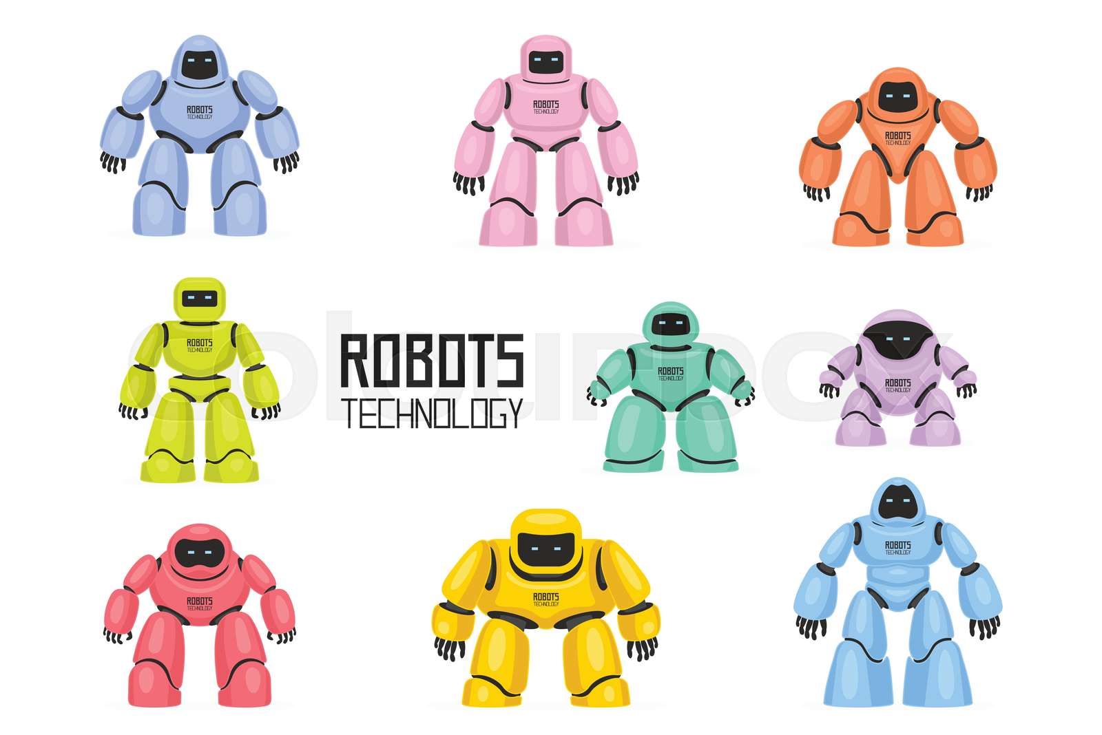 Colorful Different Robots set | Stock vector | Colourbox