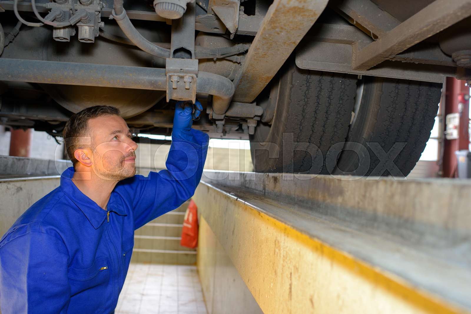 mechanic doing a thorough inspection | Stock image | Colourbox