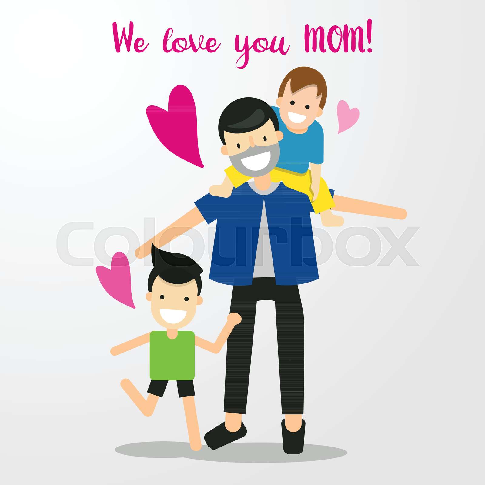 Cartoon character happy family love mom | Stock vector | Colourbox