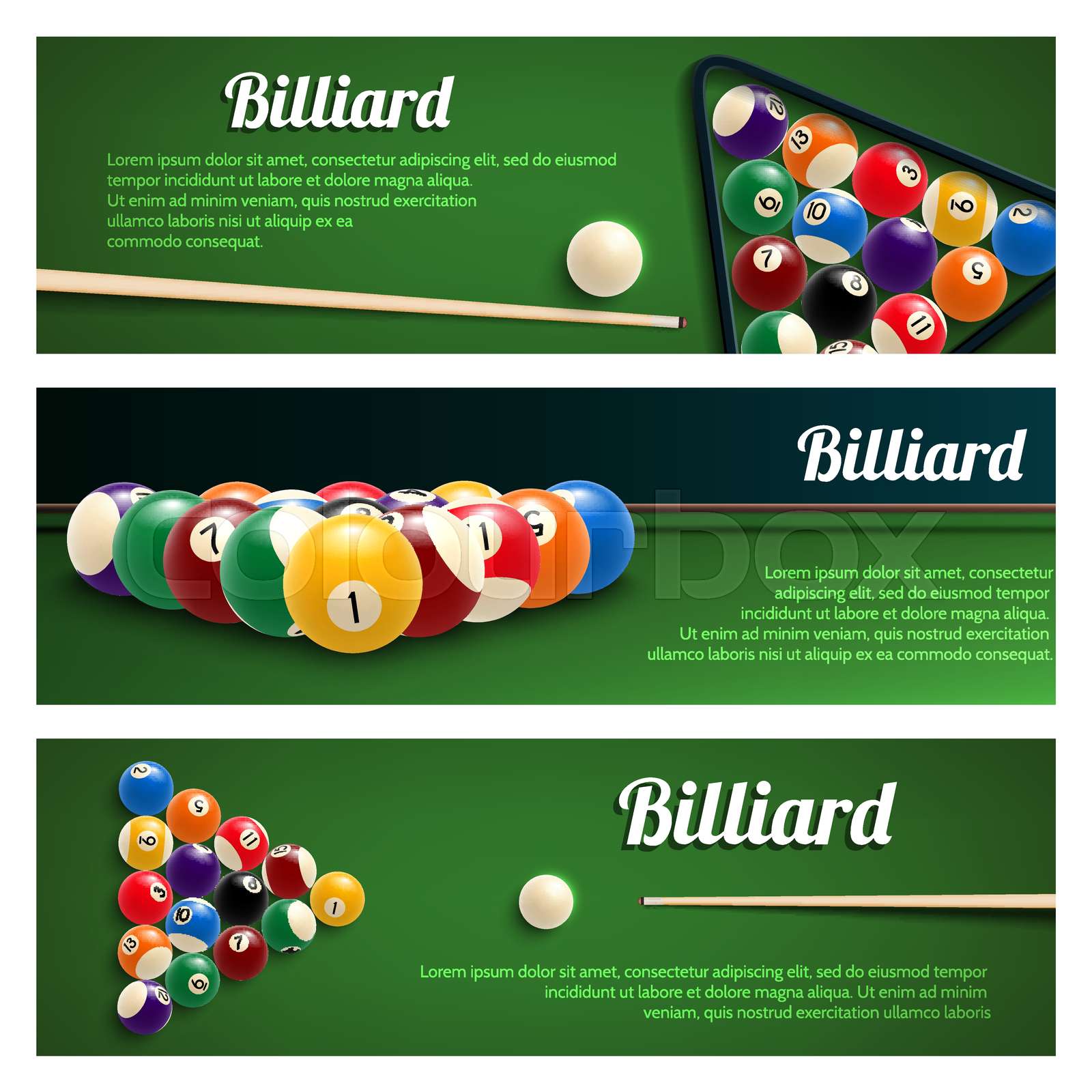Billiards sport banner for snooker and pool design | Stock vector ...