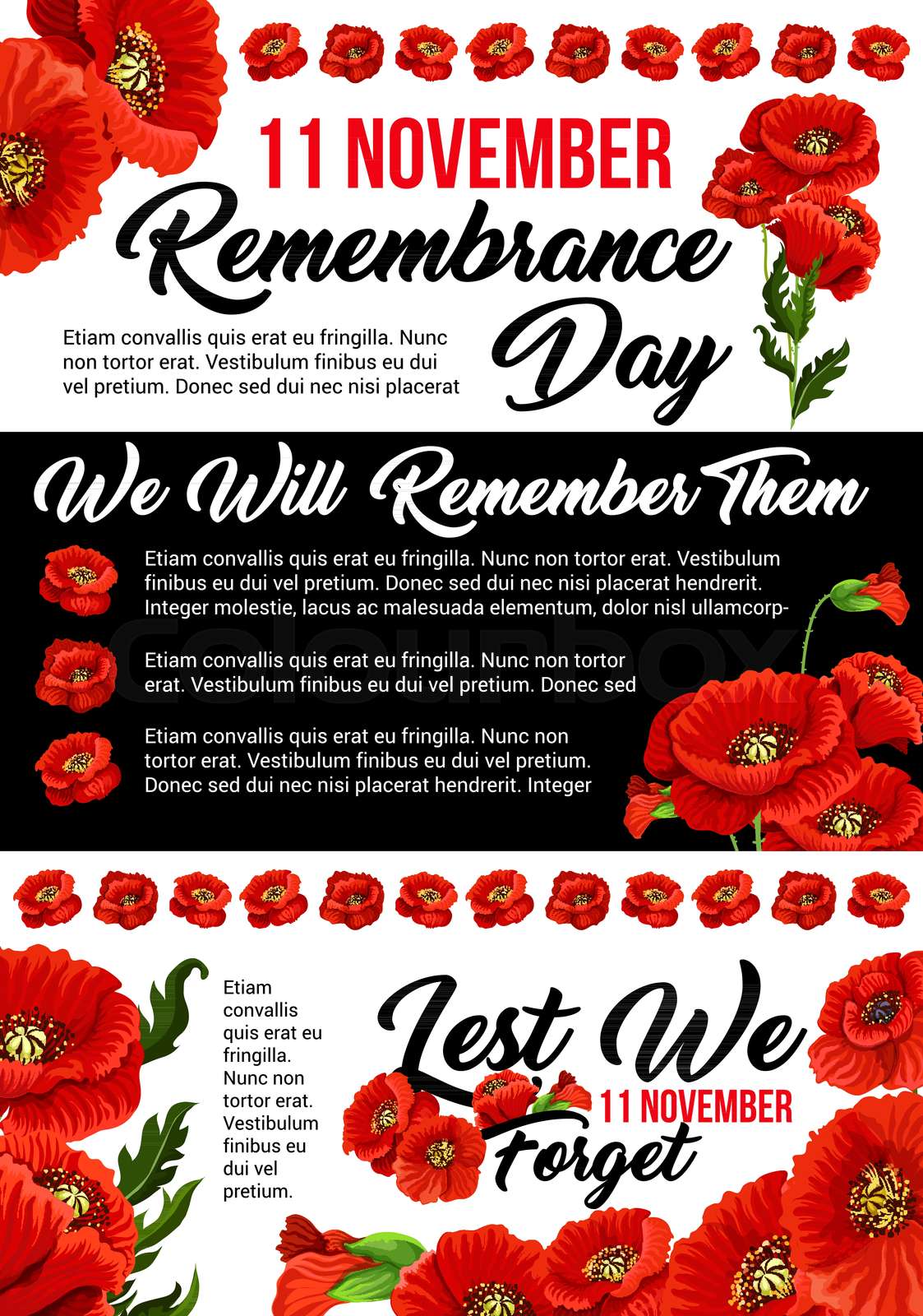 11 November poppy remembrance day vector poster | Stock vector | Colourbox