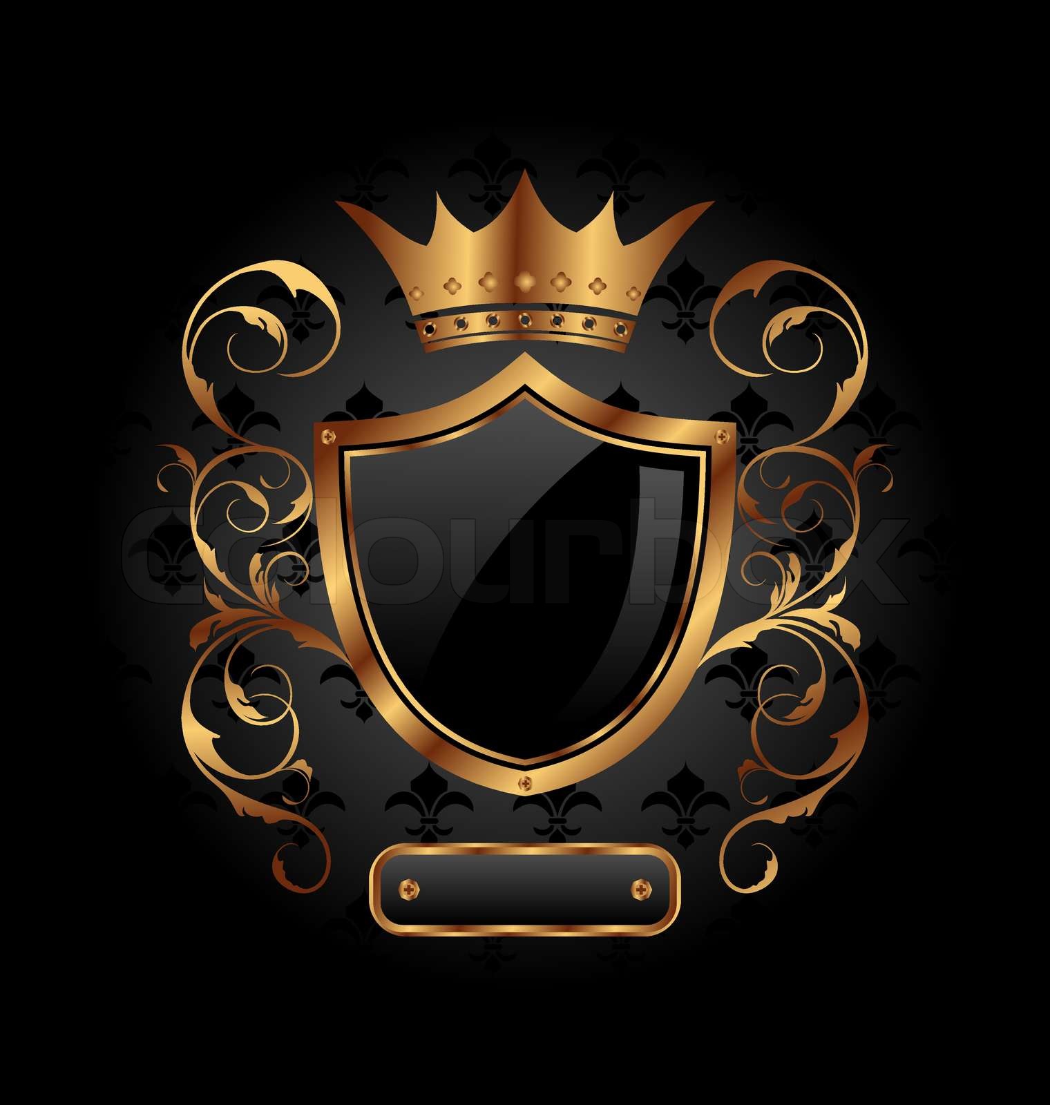 Illustration ornate heraldic shield with crown - vector | Stock vector ...