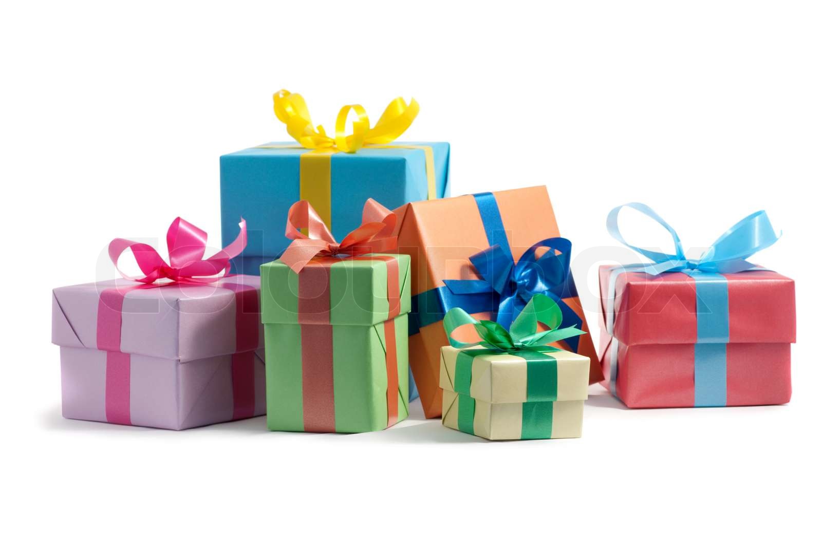 color gift boxes on white background | Stock image | Colourbox