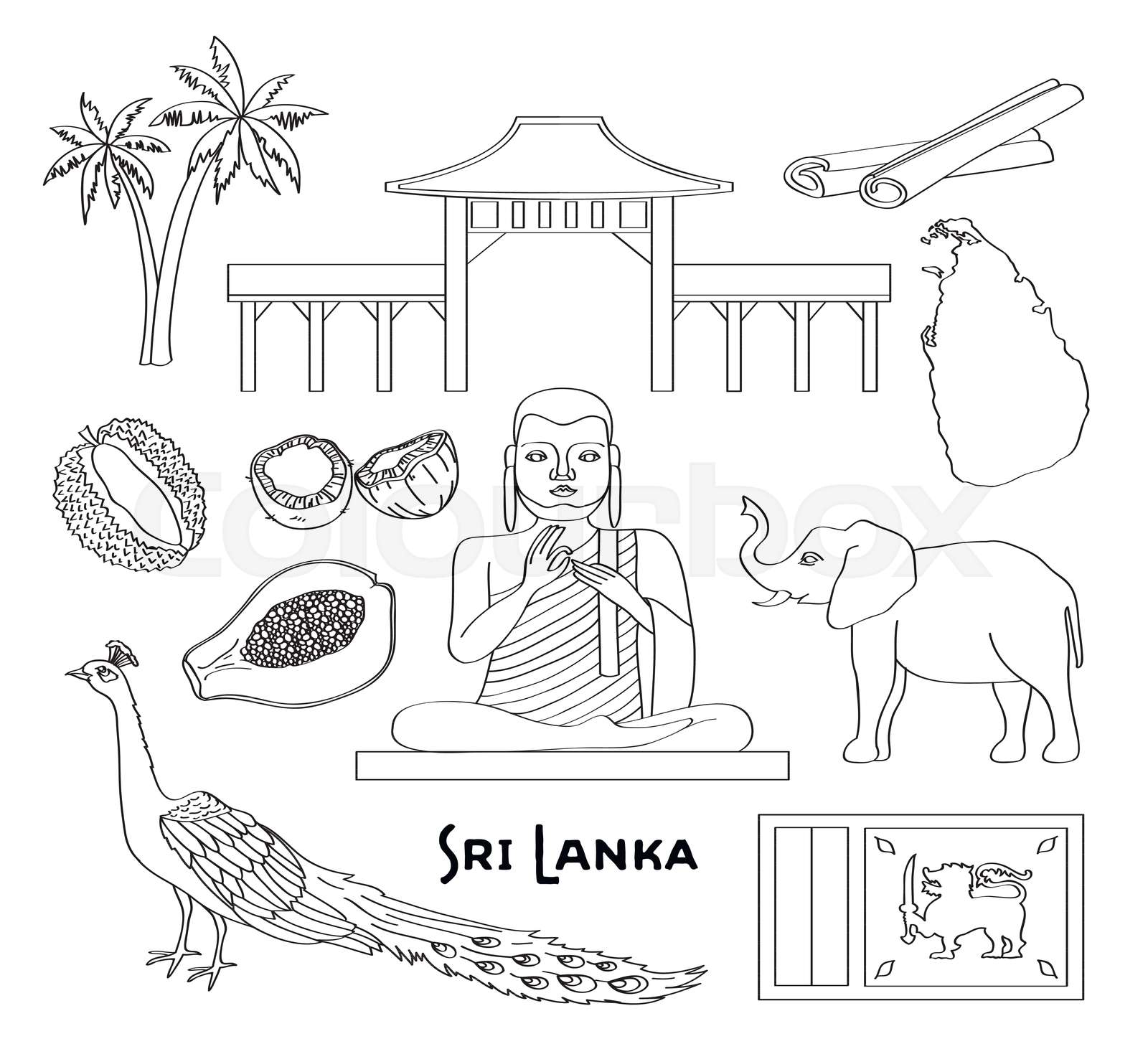 Symbols of Sri Lanka icons set | Stock vector | Colourbox