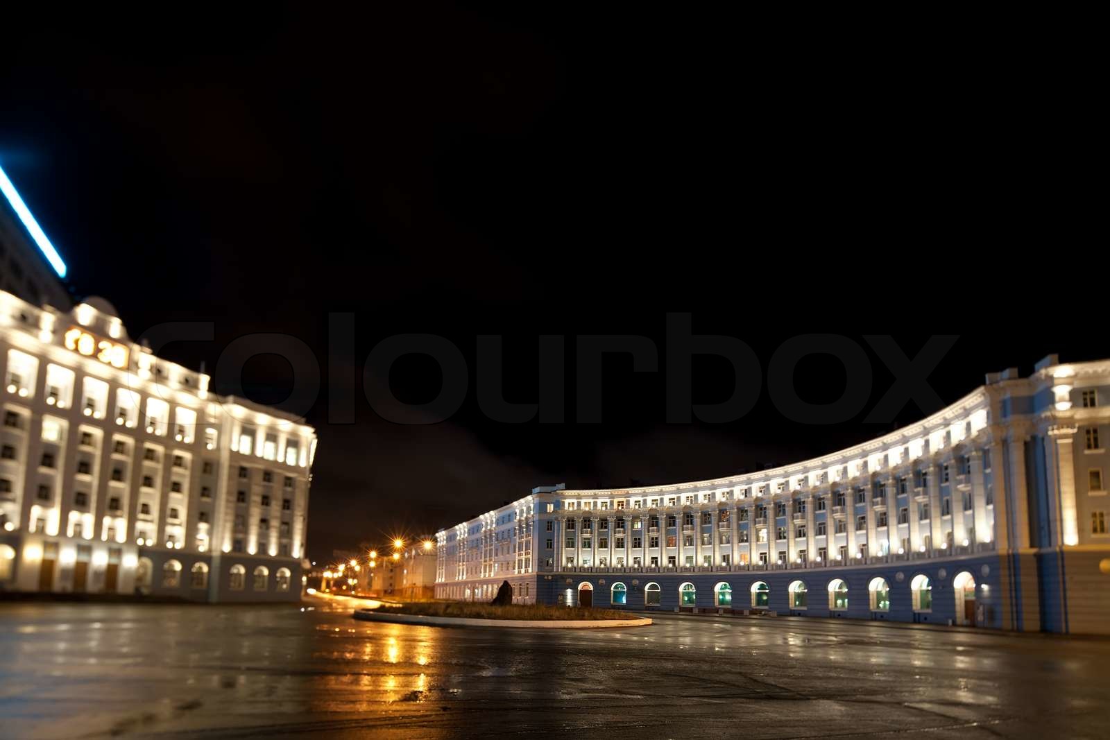 Center of Norilsk city night scene | Stock image | Colourbox