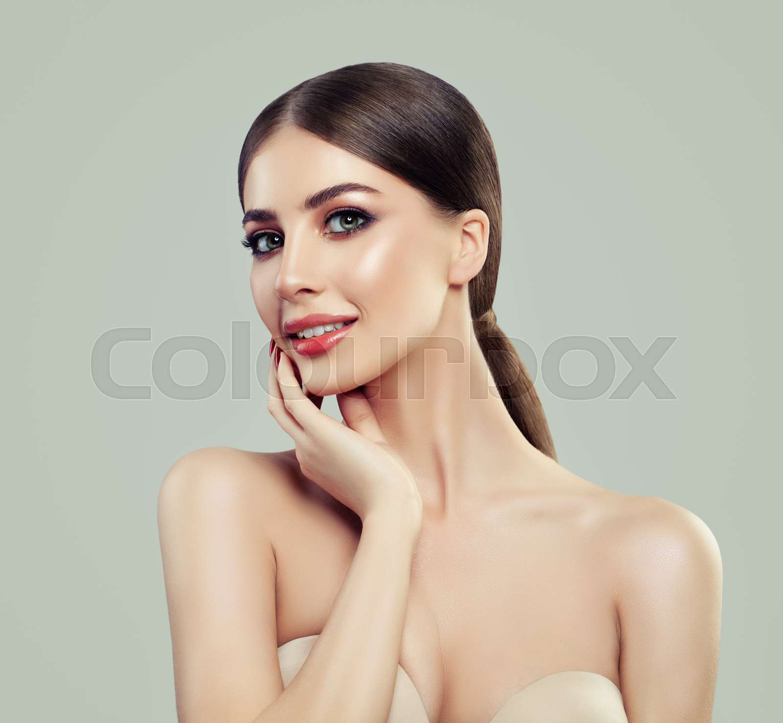 Spa Woman Smiling. Beautiful Female Model Face. Spa Beauty, Skincare ...