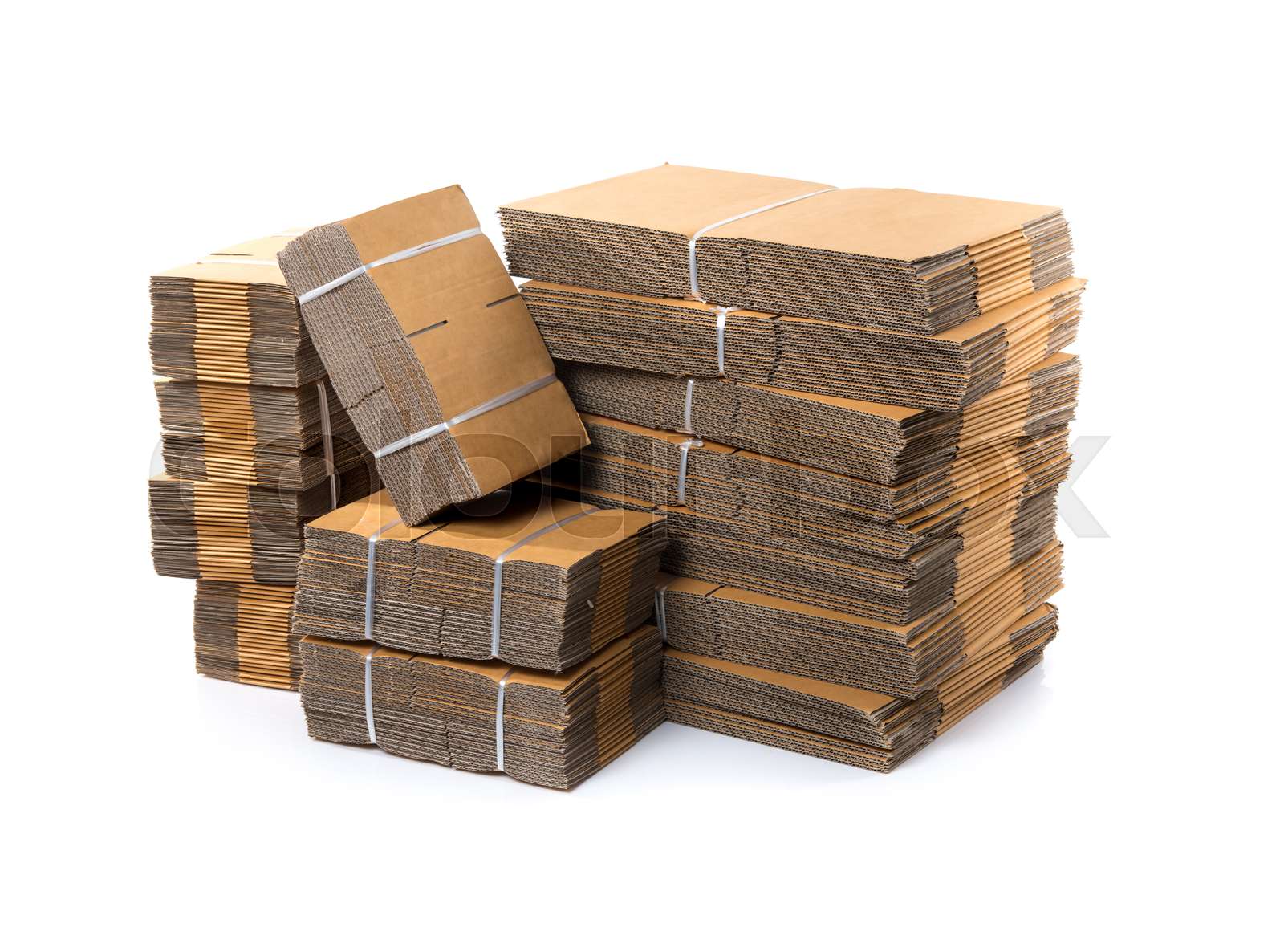 stack of cardboard boxes isolated on white | Stock image | Colourbox