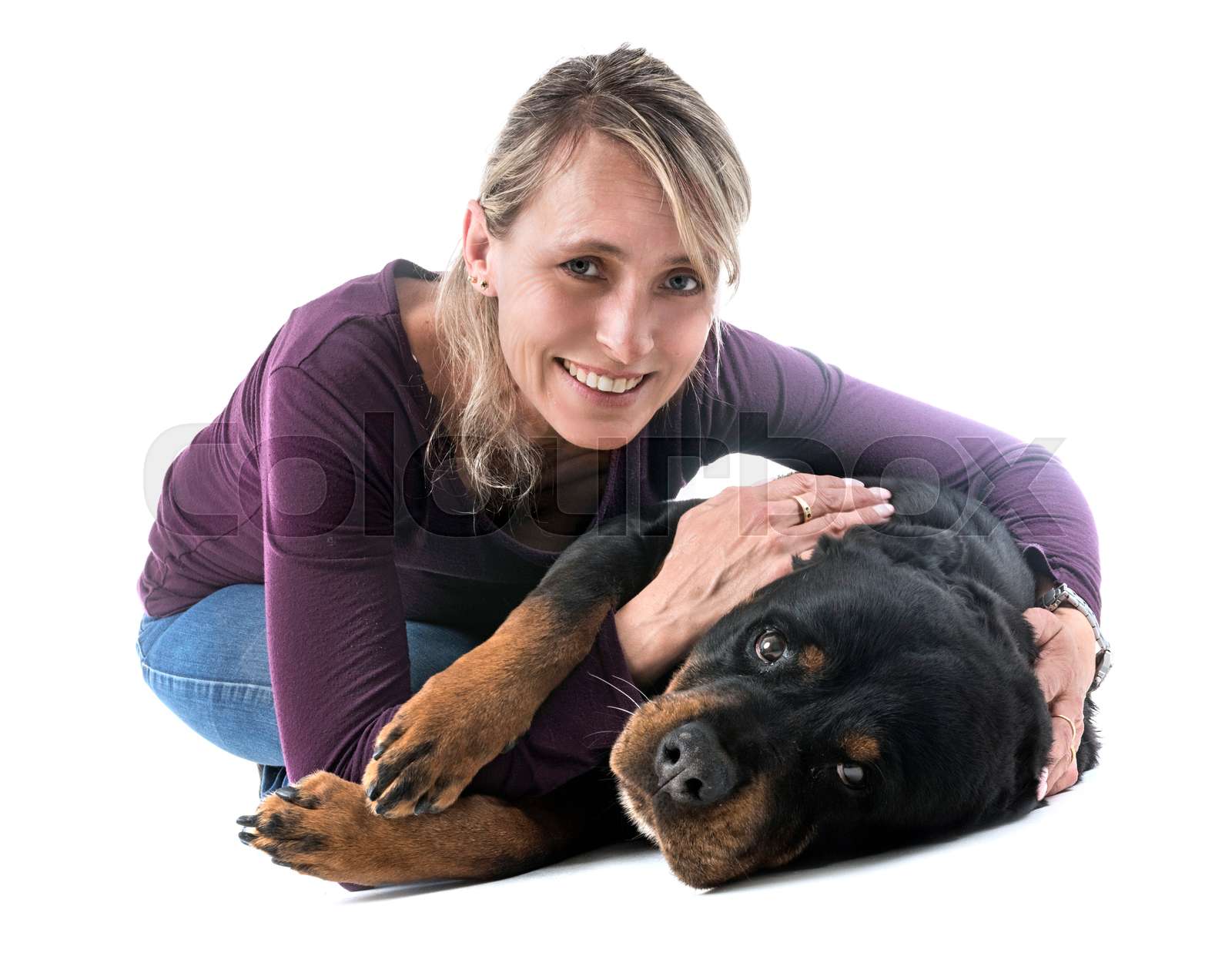 woman and rottweiler | Stock image | Colourbox