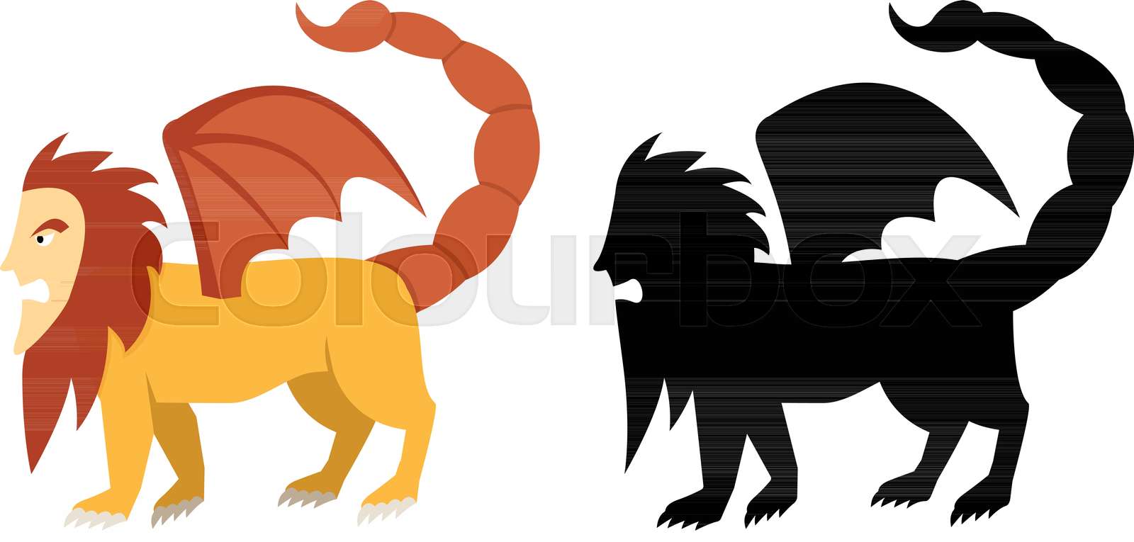 Side view, Manticore in flat and silhouette vector | Stock vector ...