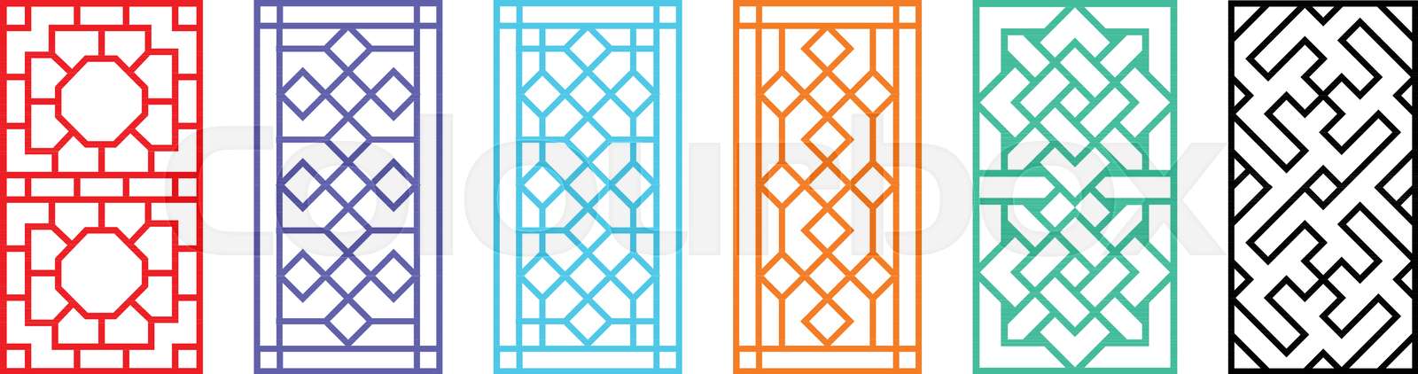 Rectangle Chinese window frame in flat vector art | Stock vector ...