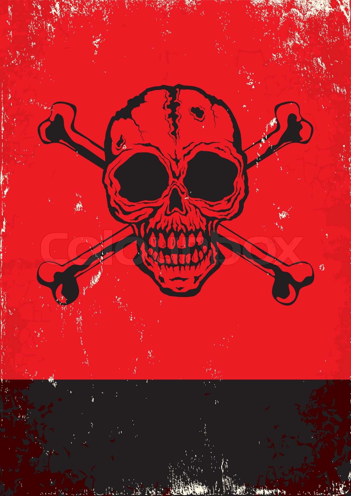 Rød og sort plakat med kraniet | Stock vektor | Colourbox