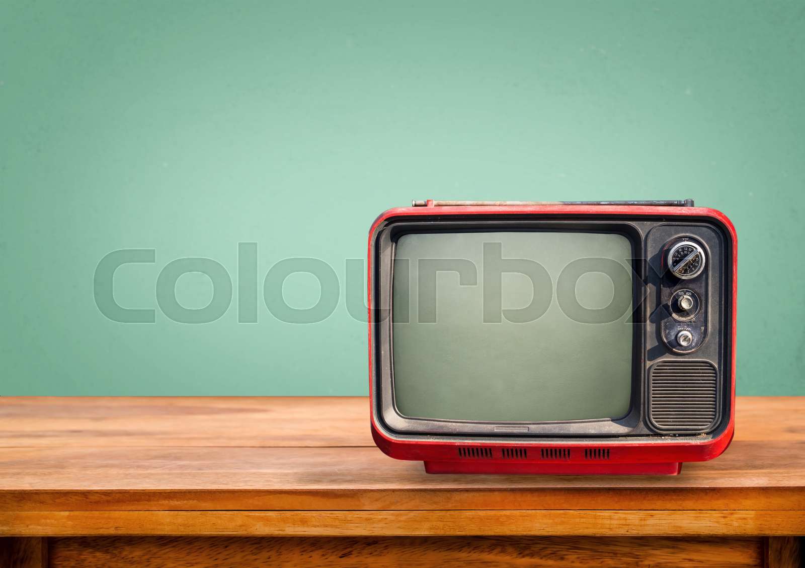 Retro red television | Stock image | Colourbox