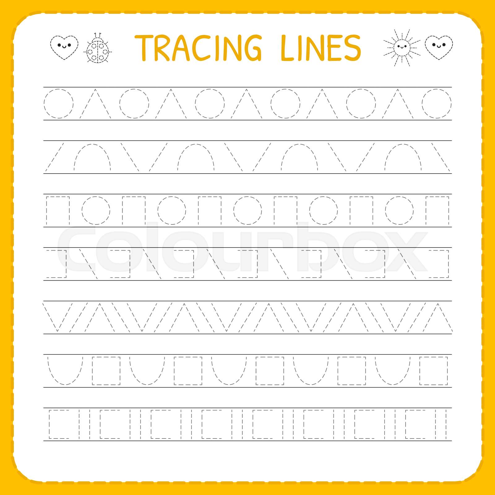 Basic writing. Trace line worksheet for kids. Working pages for ...
