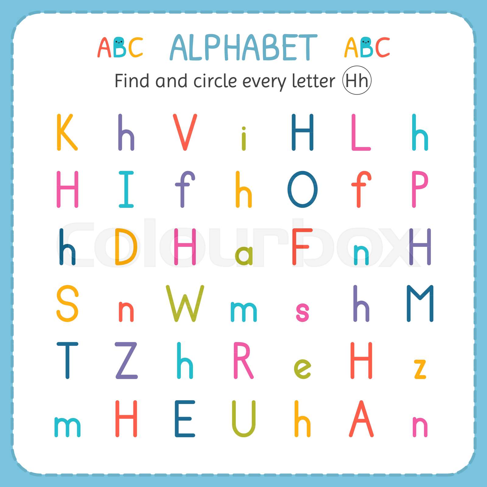 Find and circle every letter H. Worksheet for kindergarten and ...