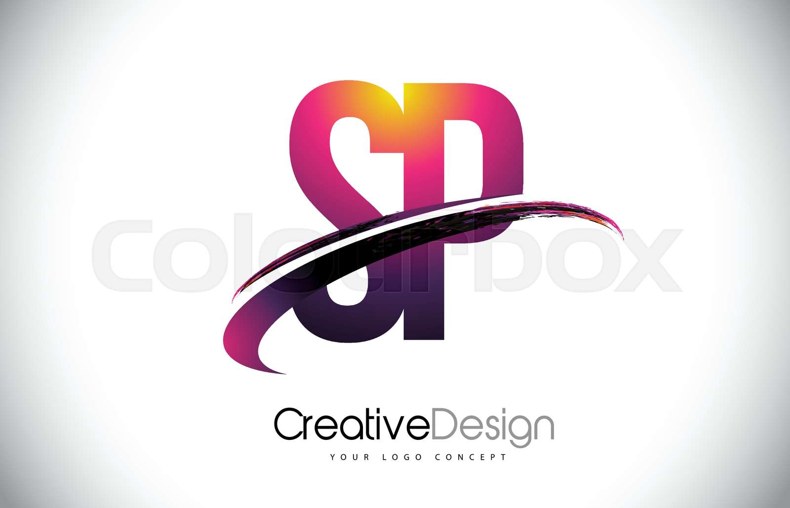 SP S P Purple Letter Logo with Swoosh Design. Creative Magenta Modern ...
