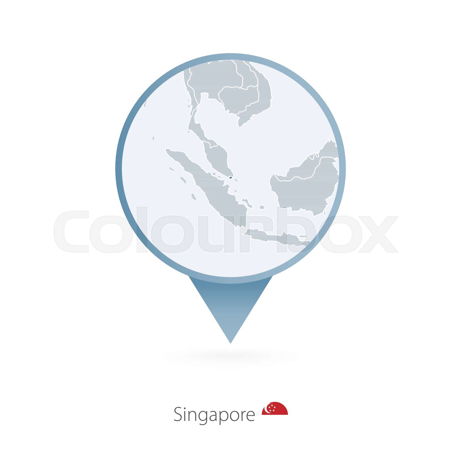 Map pin with detailed map of Singapore and neighboring countries ...
