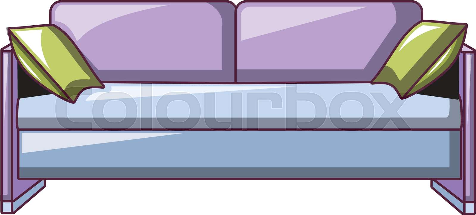 Purple sofa icon, cartoon style | Stock vector | Colourbox