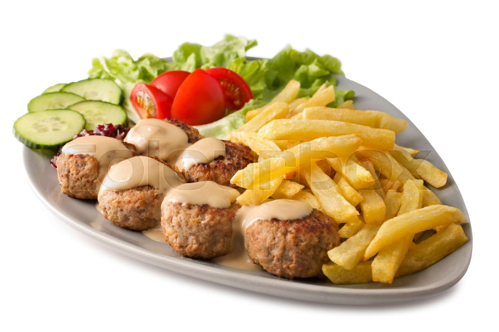 Swedish Meatballs and Chips | Stock image | Colourbox