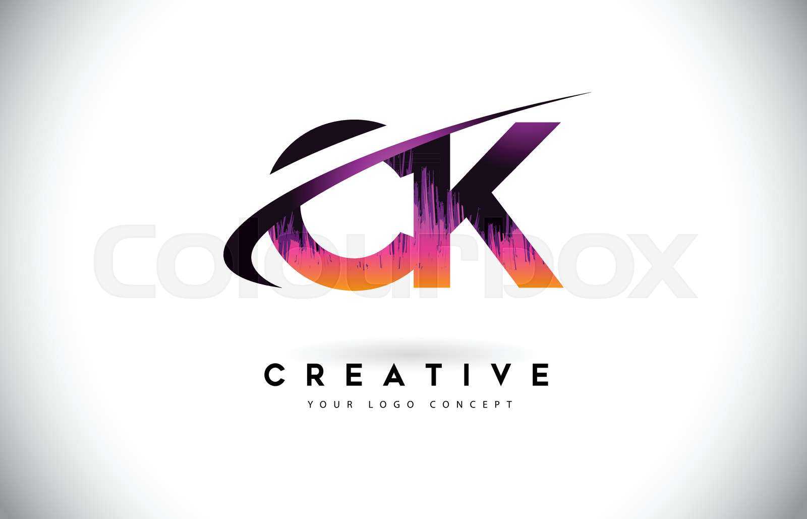 CK C K Grunge Letter Logo with Purple Vibrant Colors Design. Creative ...