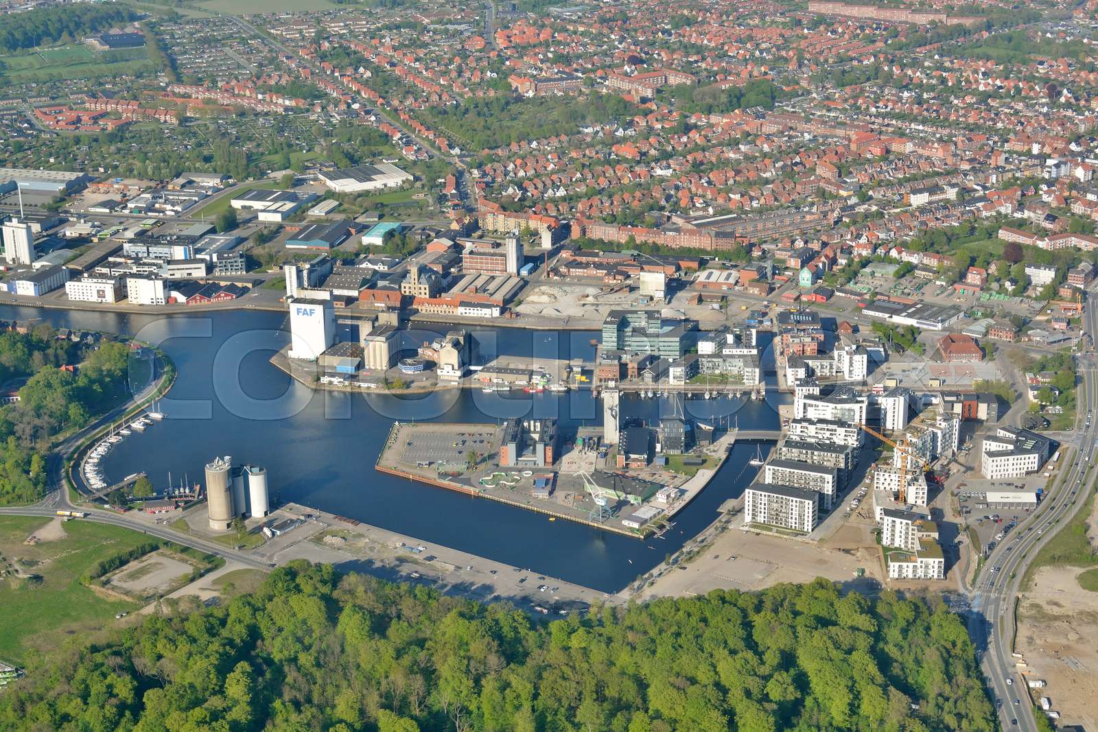Odense havn, set fra luften | Stock foto | Colourbox