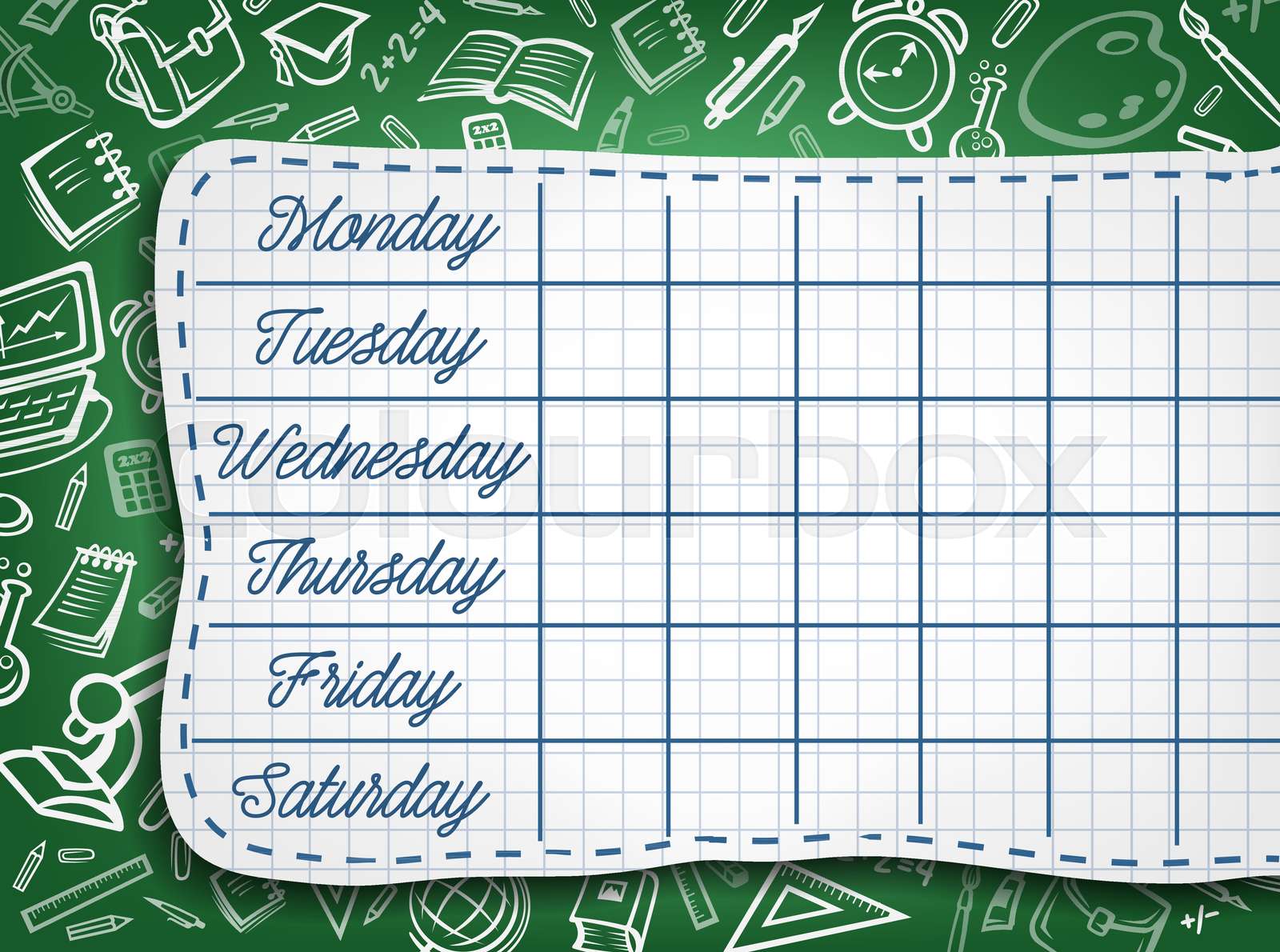 School timetable, weekly lesson schedule template | Stock vector ...