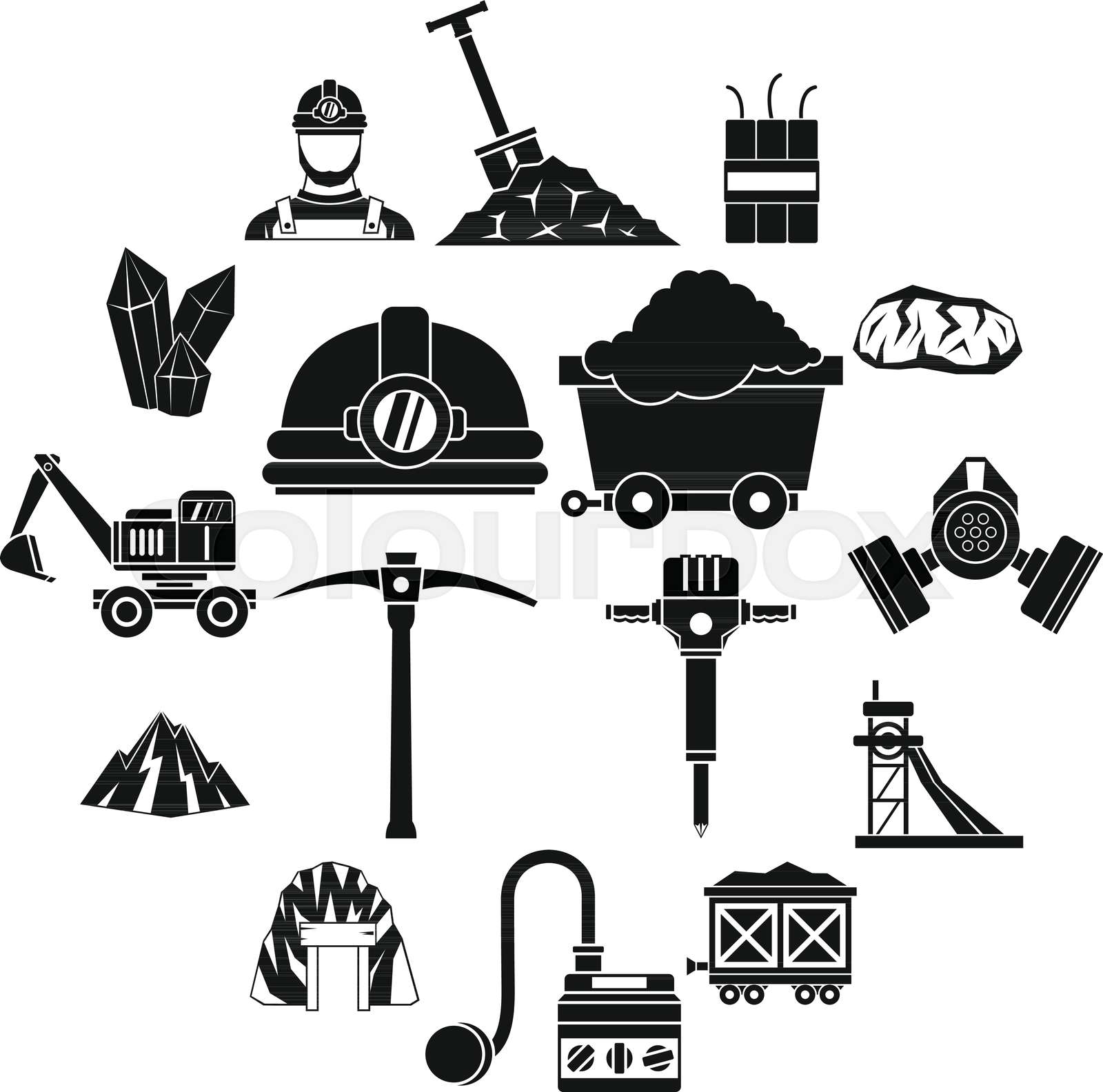 Miner icons set, simple style | Stock vector | Colourbox