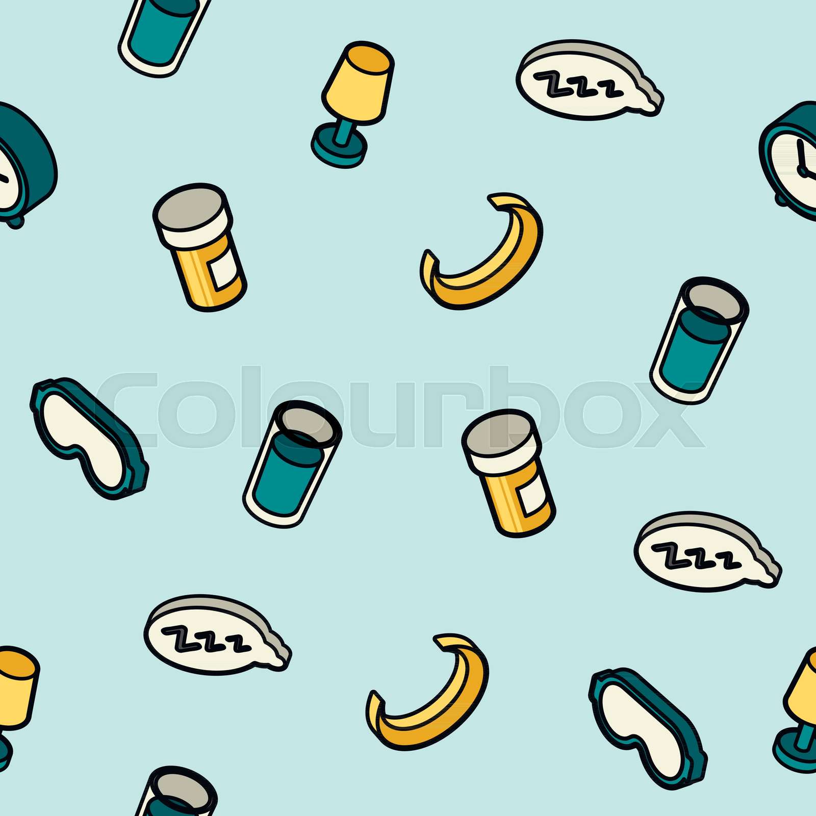 Sleep color outline isometric pattern | Stock vector | Colourbox