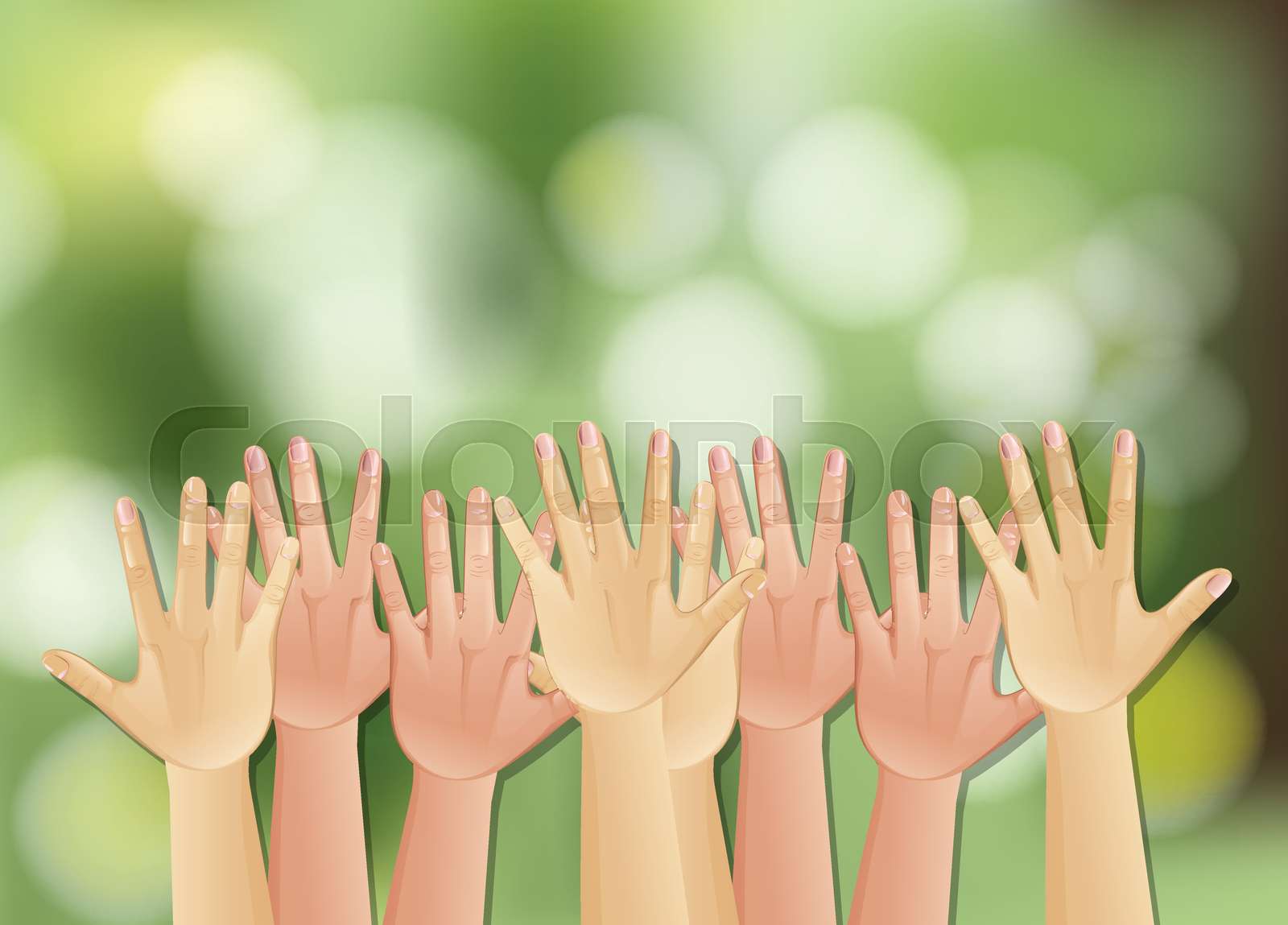 Hands up on Green Background | Stock vector | Colourbox