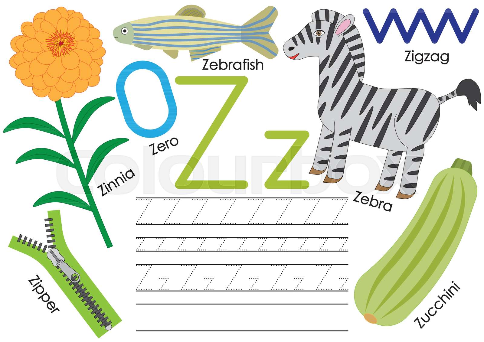 Letter Z. Education for children. Learning English alphabet with ...