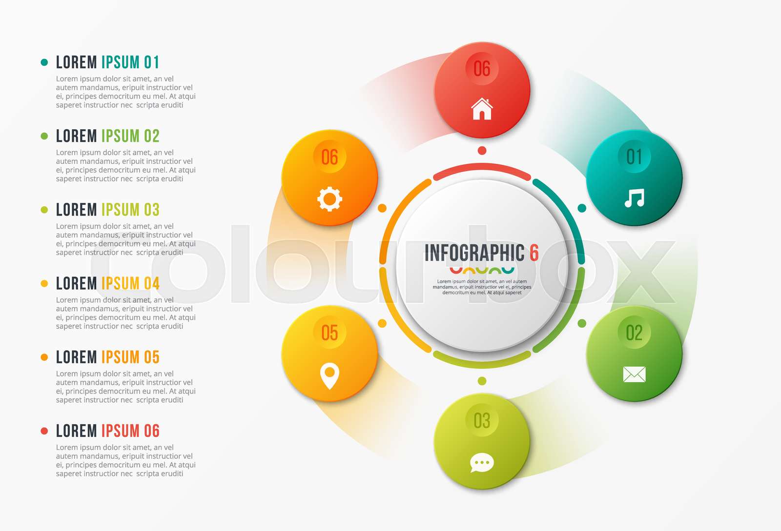 Rotating circle chart template, infographic design, visualization ...