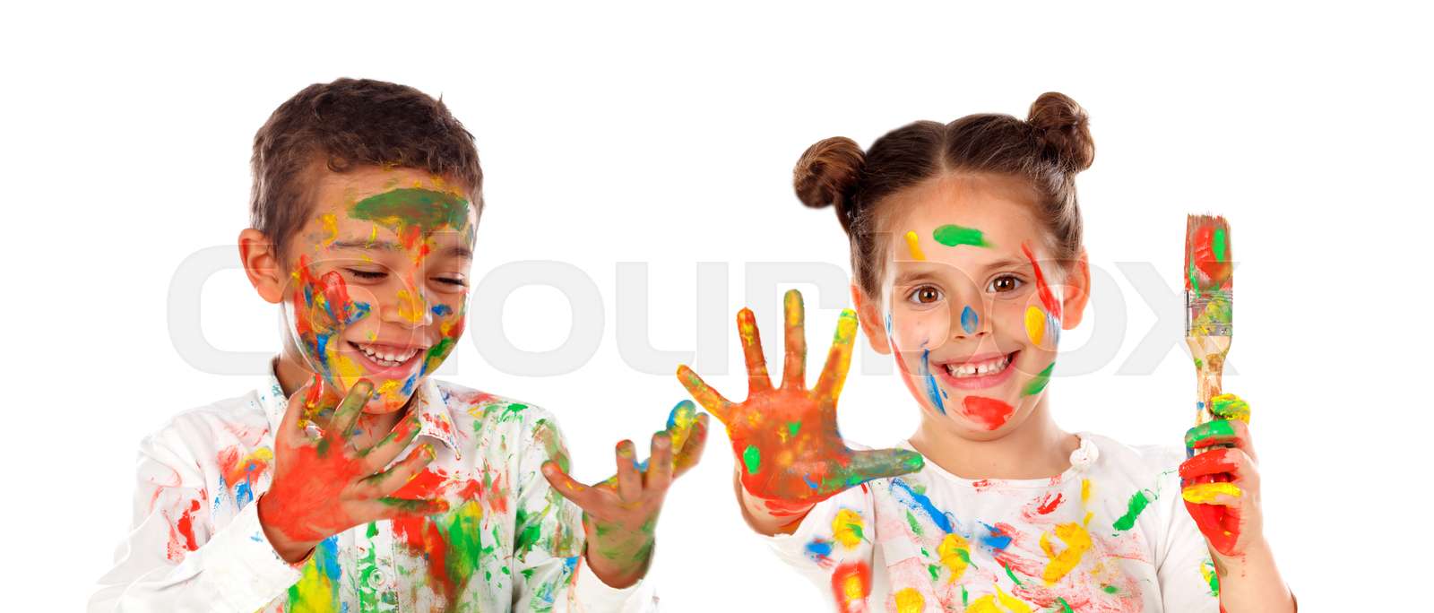Happy children painting | Stock image | Colourbox