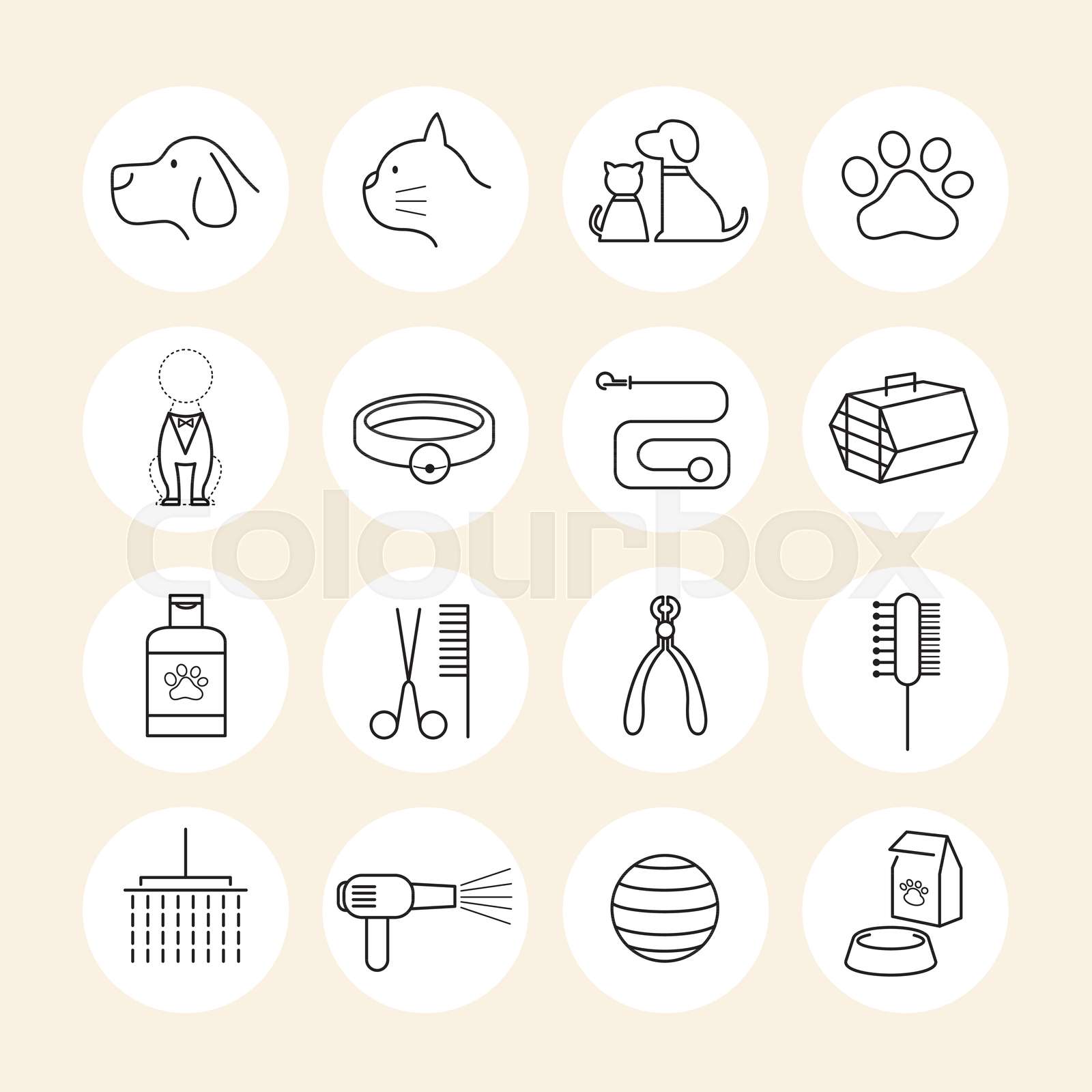 Pets Grooming Shop Line Icons Set | Stock vector | Colourbox