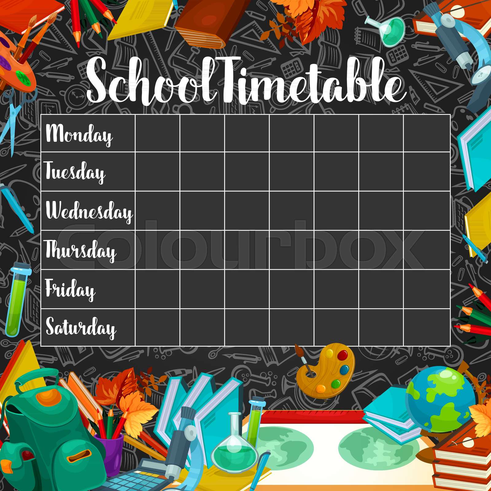 School timetable or lesson schedule on chalkboard | Stock vector ...