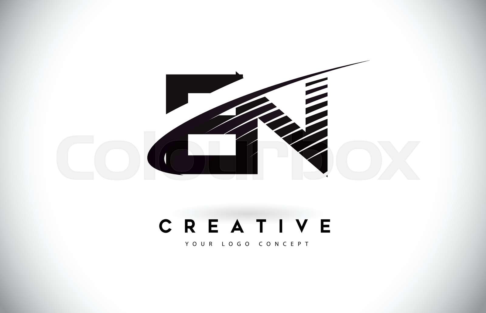 EN E N Letter Logo Design with Swoosh and Black Lines. | Stock vector ...
