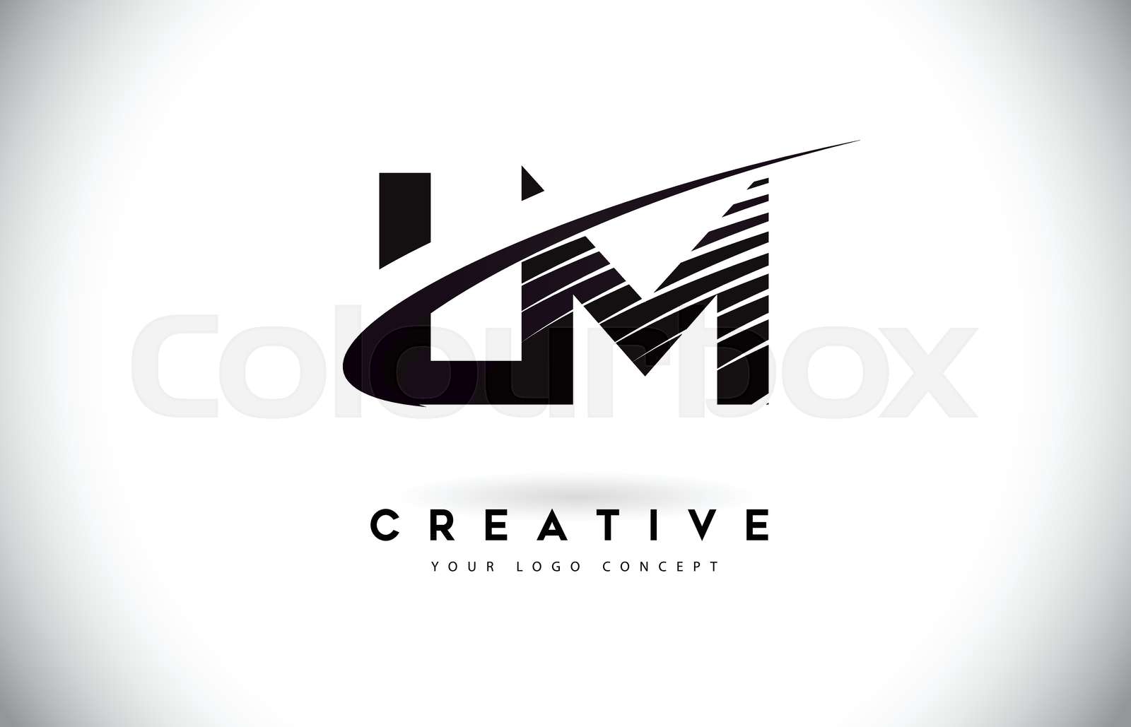 LM L M Letter Logo Design with Swoosh and Black Lines. | Stock vector ...