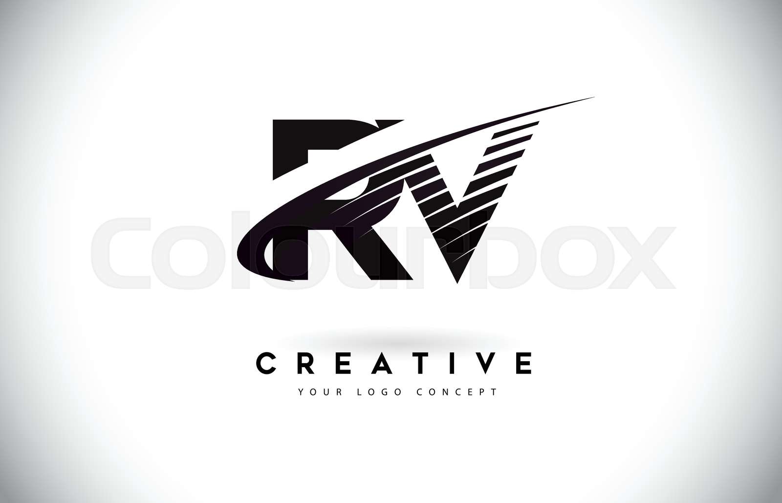 RV R V Letter Logo Design with Swoosh and Black Lines. | Stock vector ... RV R V Letter Logo Design with Swoosh and Black Lines. | Stock vector ...
