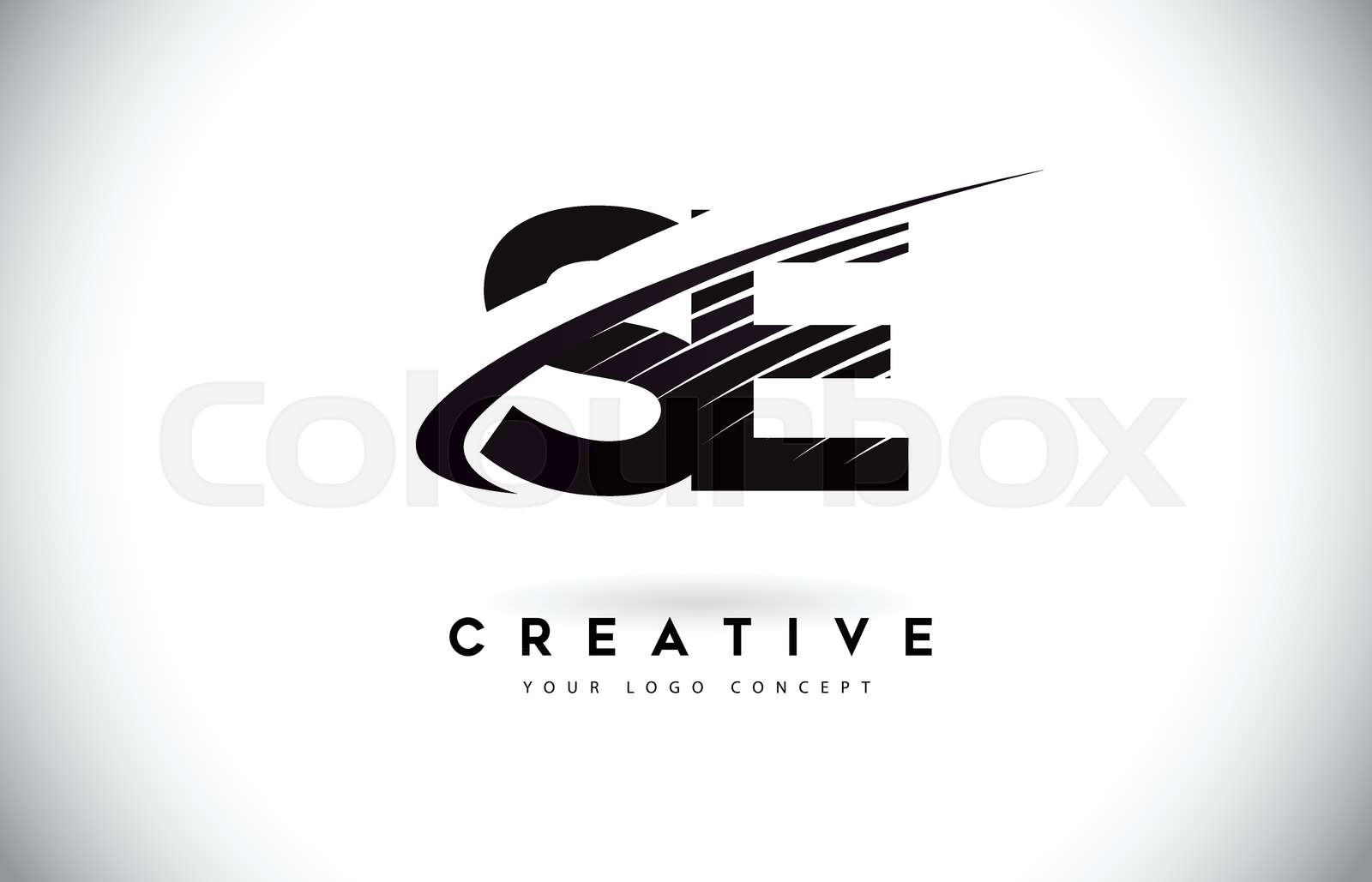 SE S E Letter Logo Design with Swoosh and Black Lines. | Stock vector ...