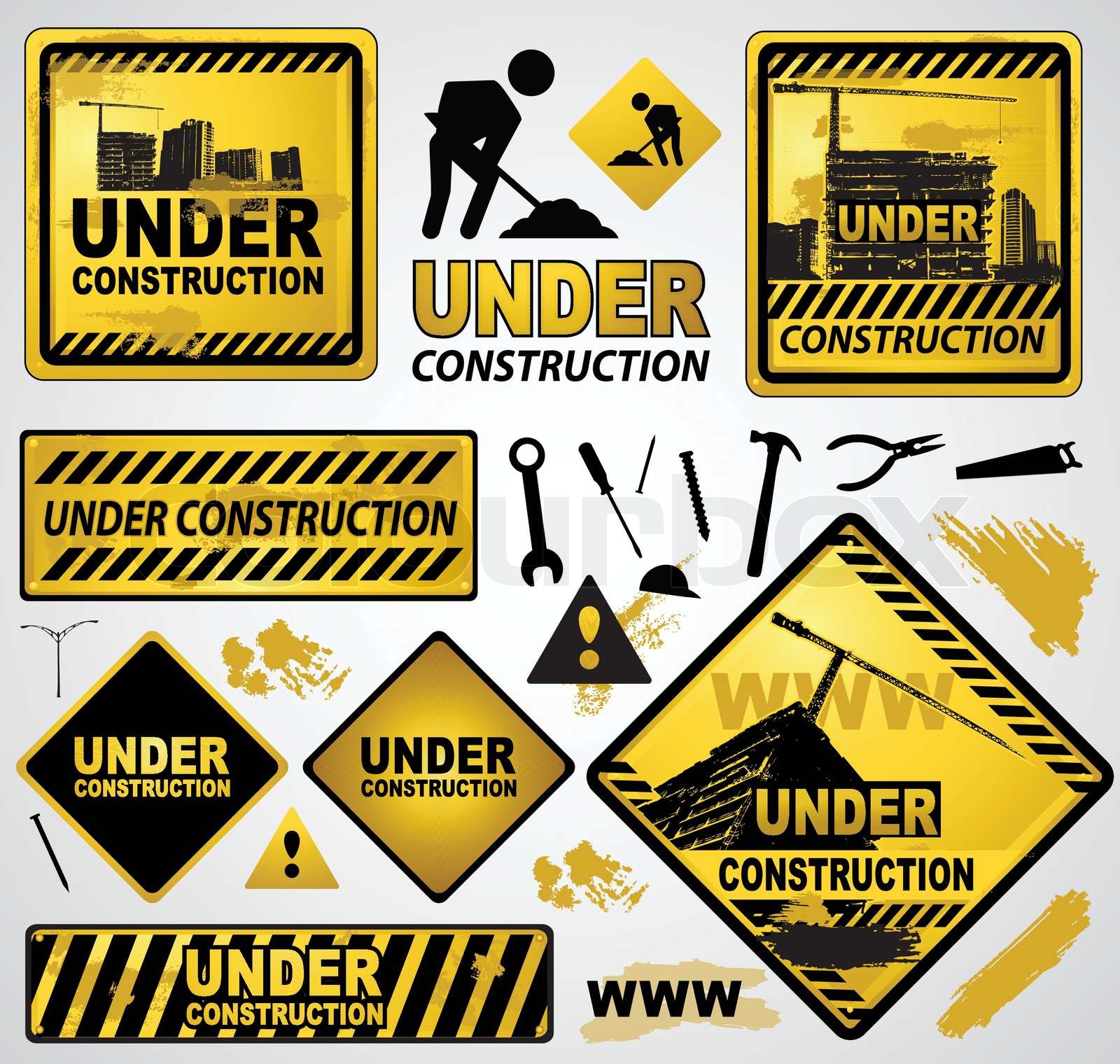 Under construction signs | Stock vector | Colourbox