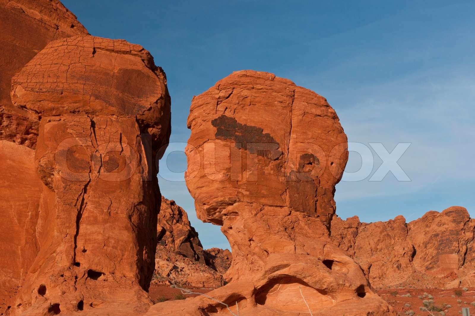 De unikke røde sandsten klippeformationer i Valley of Fire State Park ...