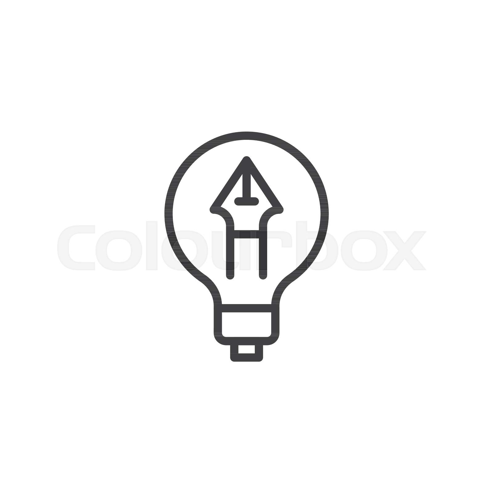 Fountain pen in light bulb outline icon | Stock vector | Colourbox