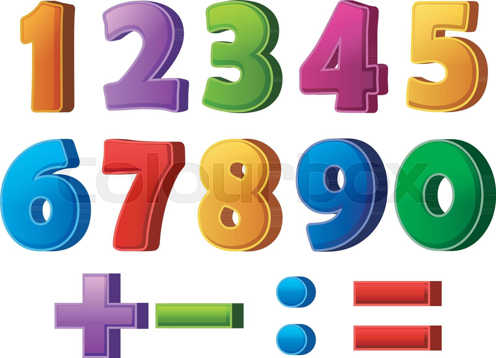 colorful numbers and mathematical operations | Stock vector | Colourbox
