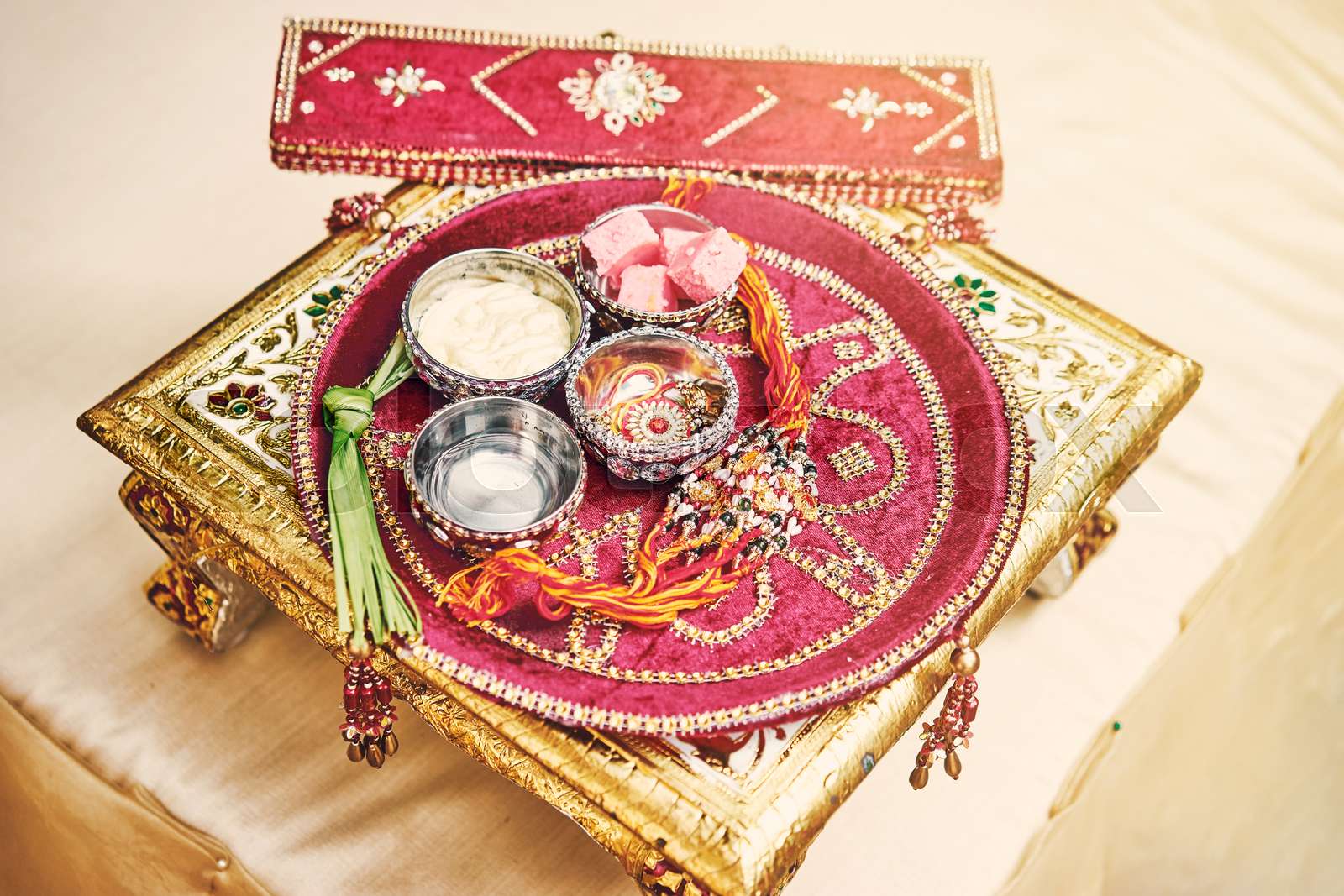 Prayer items for thread ceremony (puja, pooja) of Indian wedding ...
