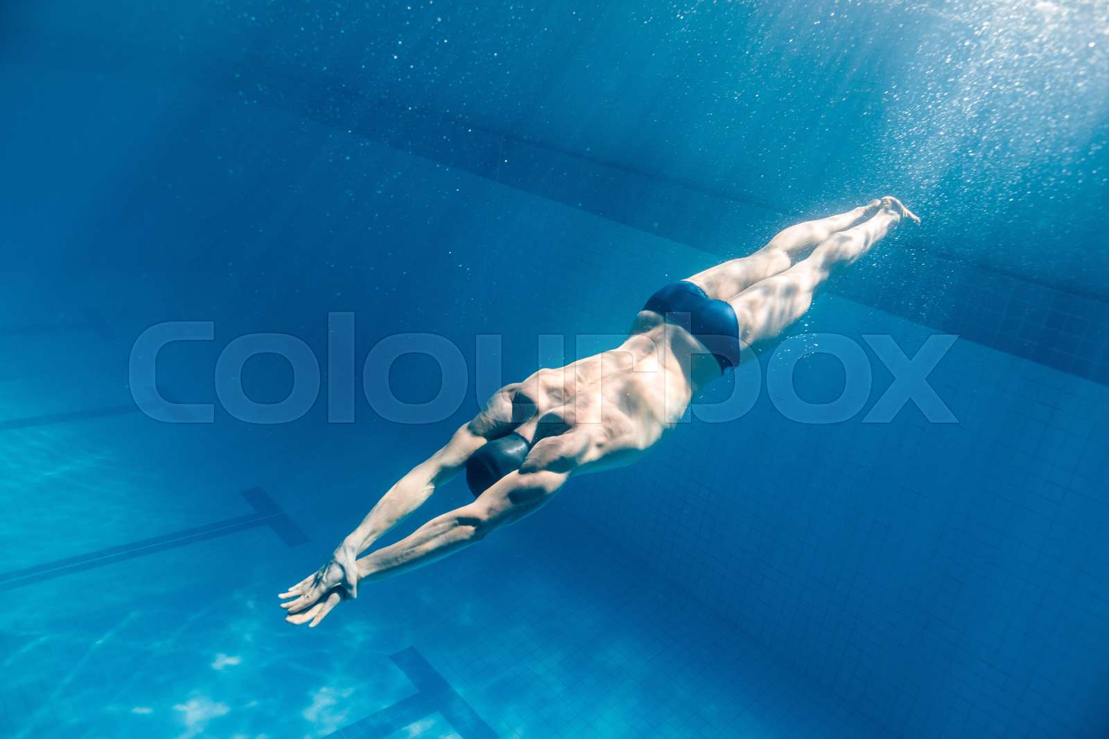 underwater picture of male swimmer swimming i swimming pool | Stock ...