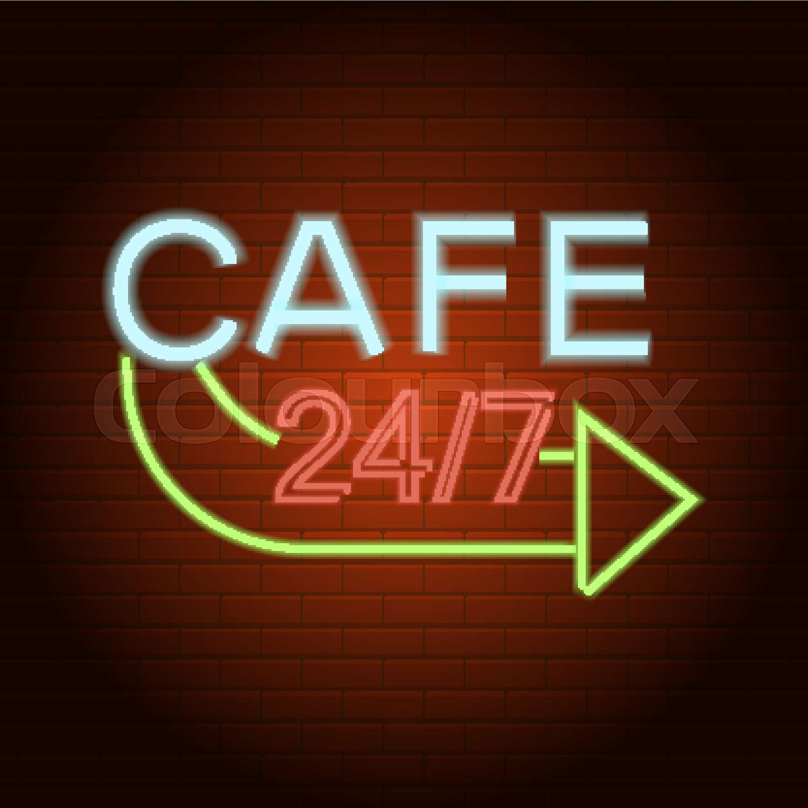 Cafe logo neon light icon, realistic style | Stock vector | Colourbox