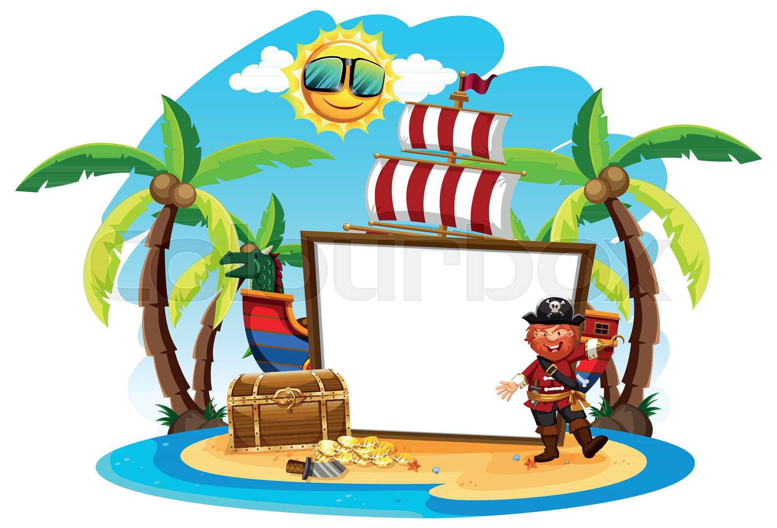 Pirate Captain and White Banner | Stock vector | Colourbox