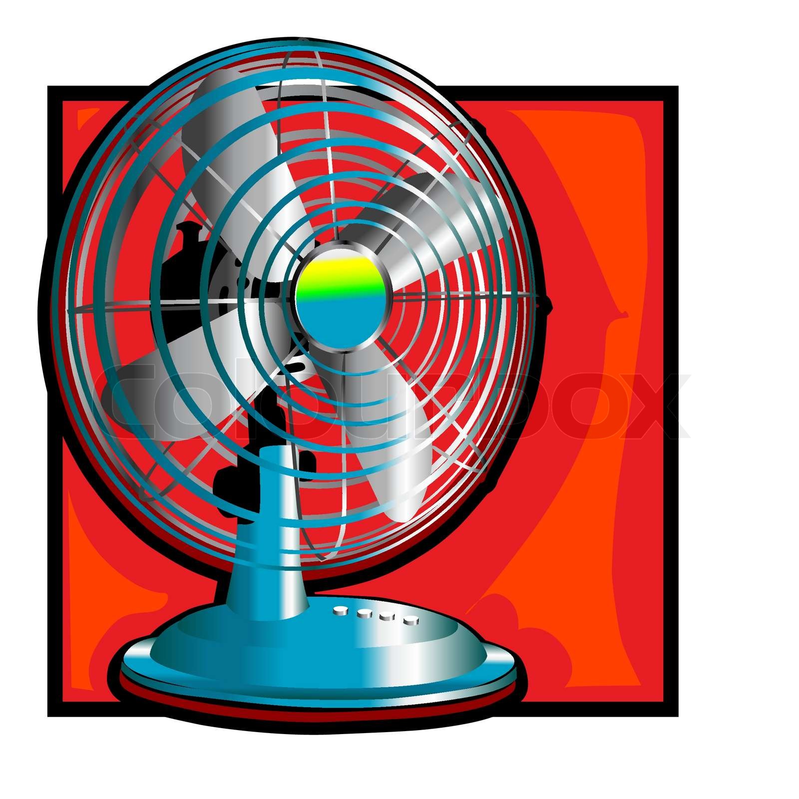retro wind fan clip art with a short pedestal | Stock vector | Colourbox