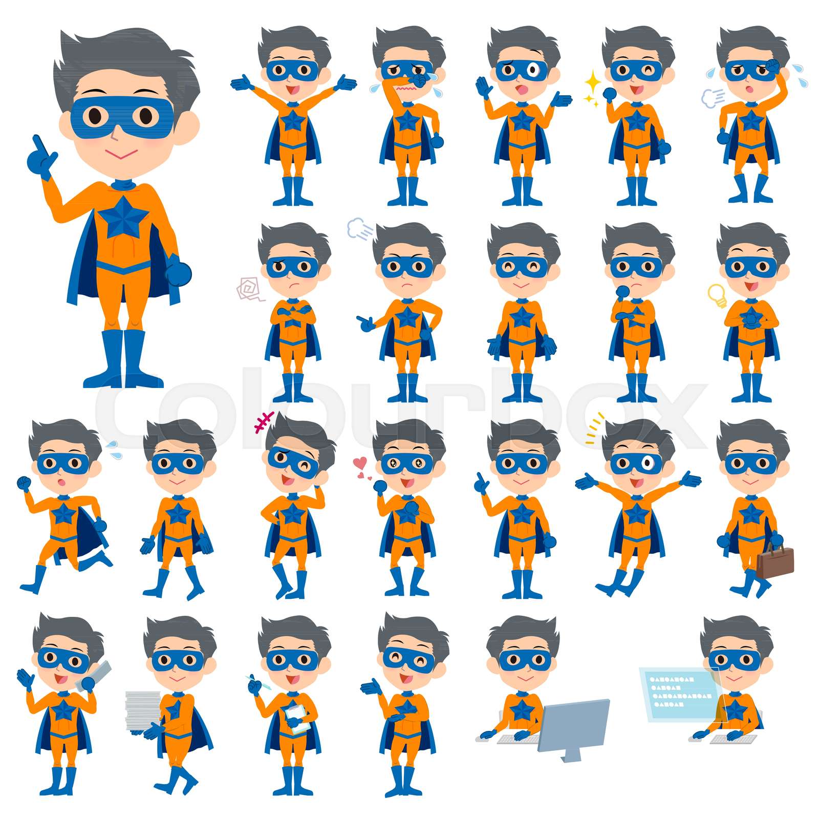 super hero man orange Blue | Stock vector | Colourbox