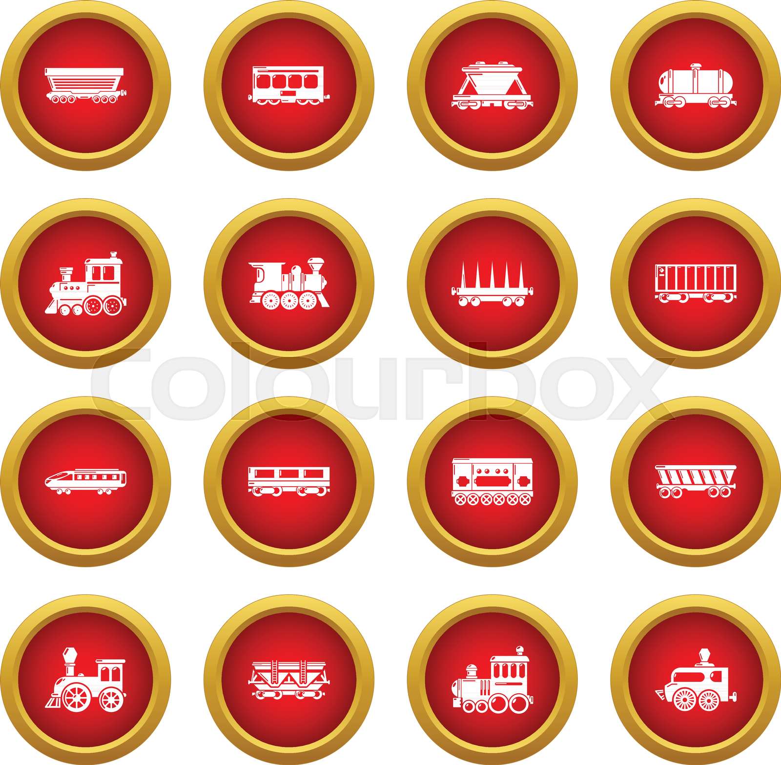 Railway carriage icons set, simple style | Stock vector | Colourbox