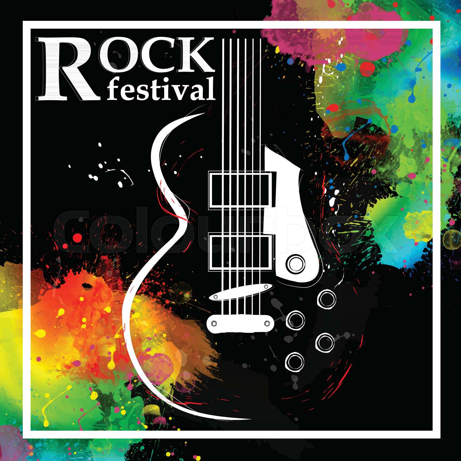 Rock festival design template with guitar | Stock vector | Colourbox